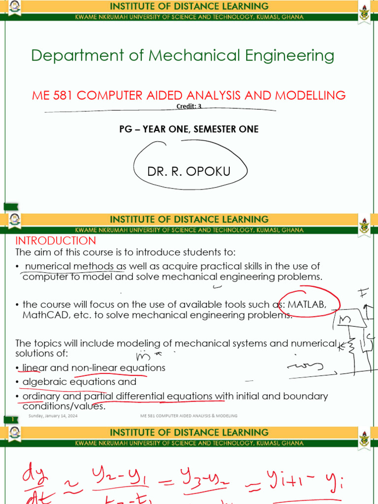 With Ink ME 581 (1&2) COMPUTER AIDED ANALYSIS AND MODELLING Lectures | PDF | Matrix (Mathematics ...