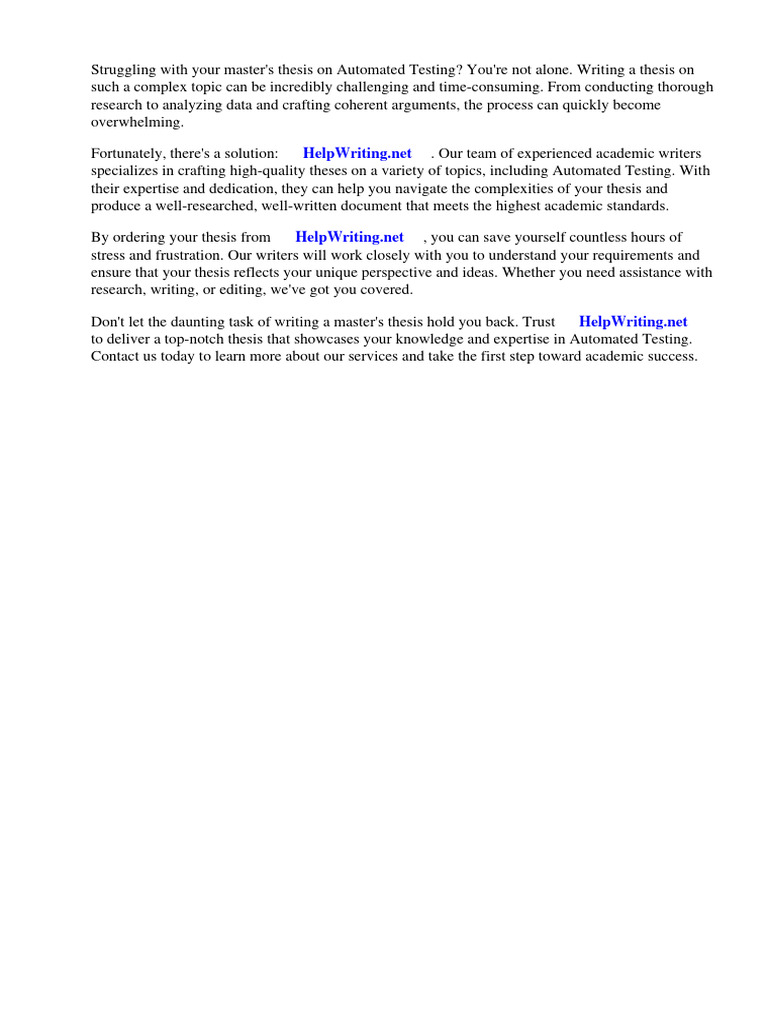 Automated Testing Master Thesis | PDF | Thesis | Computing