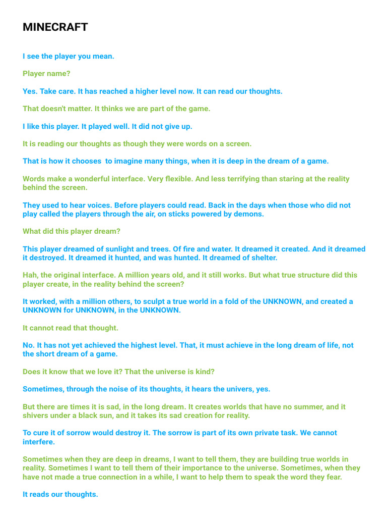 End Credit MINECRAFT (English) | PDF