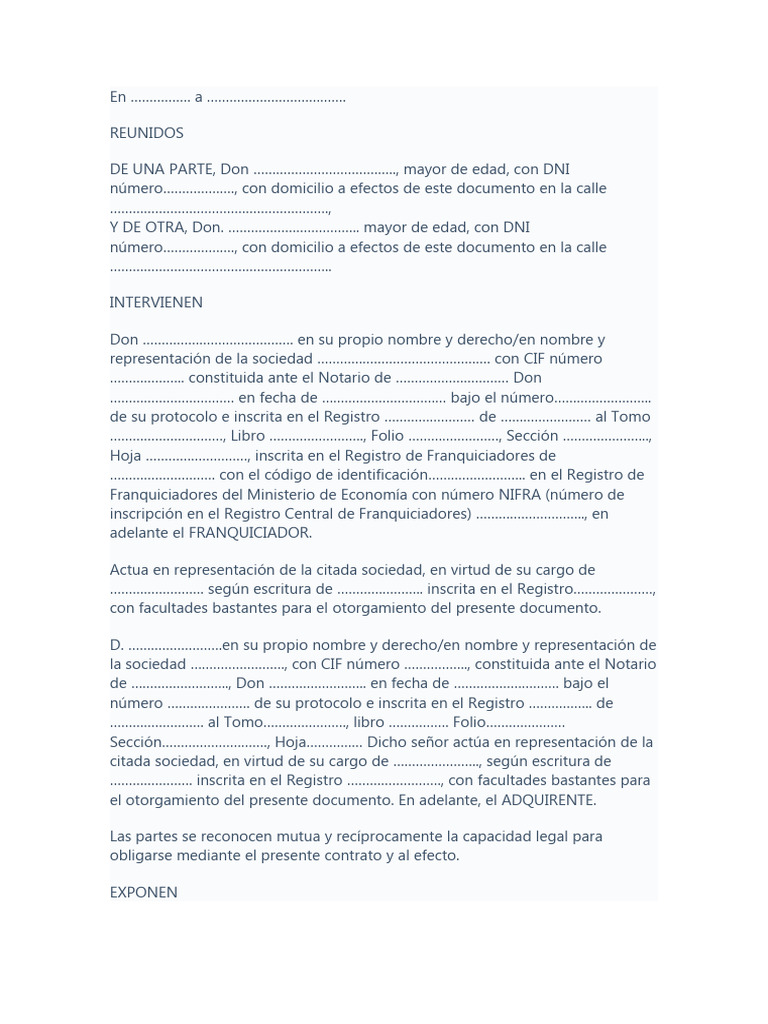 Modelo Precontrato de Franquicia | PDF | Franquiciamiento | Arbitraje Modelo Precontrato de Franquicia | PDF | Franquiciamiento | Arbitraje