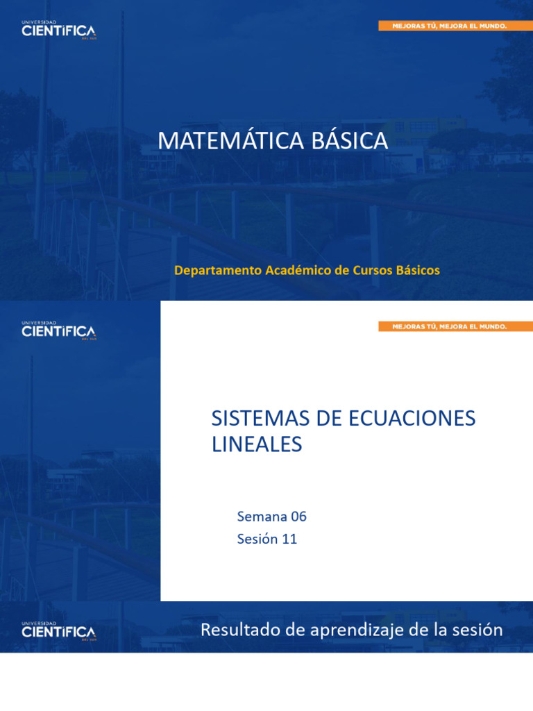 Matemática Básica Sem-06 Sesión-11 2023-2 Sistemas de Ecuaciones Lineales | PDF | Sistema de ...