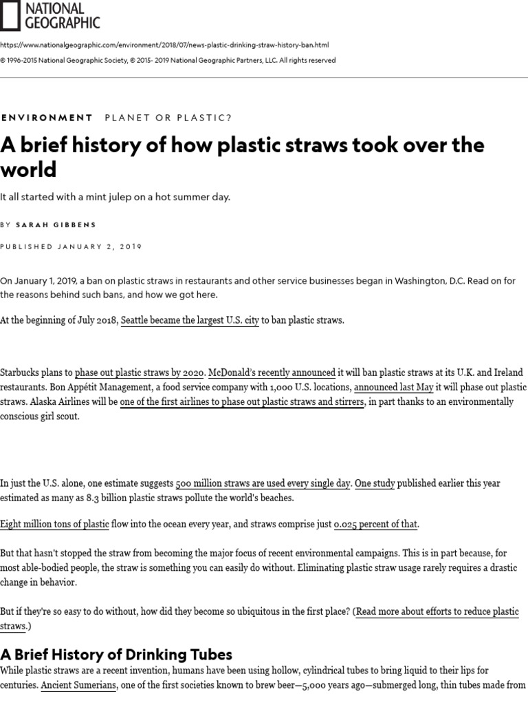 History of Plastic Straws and Bans | PDF | Social Science | Travel