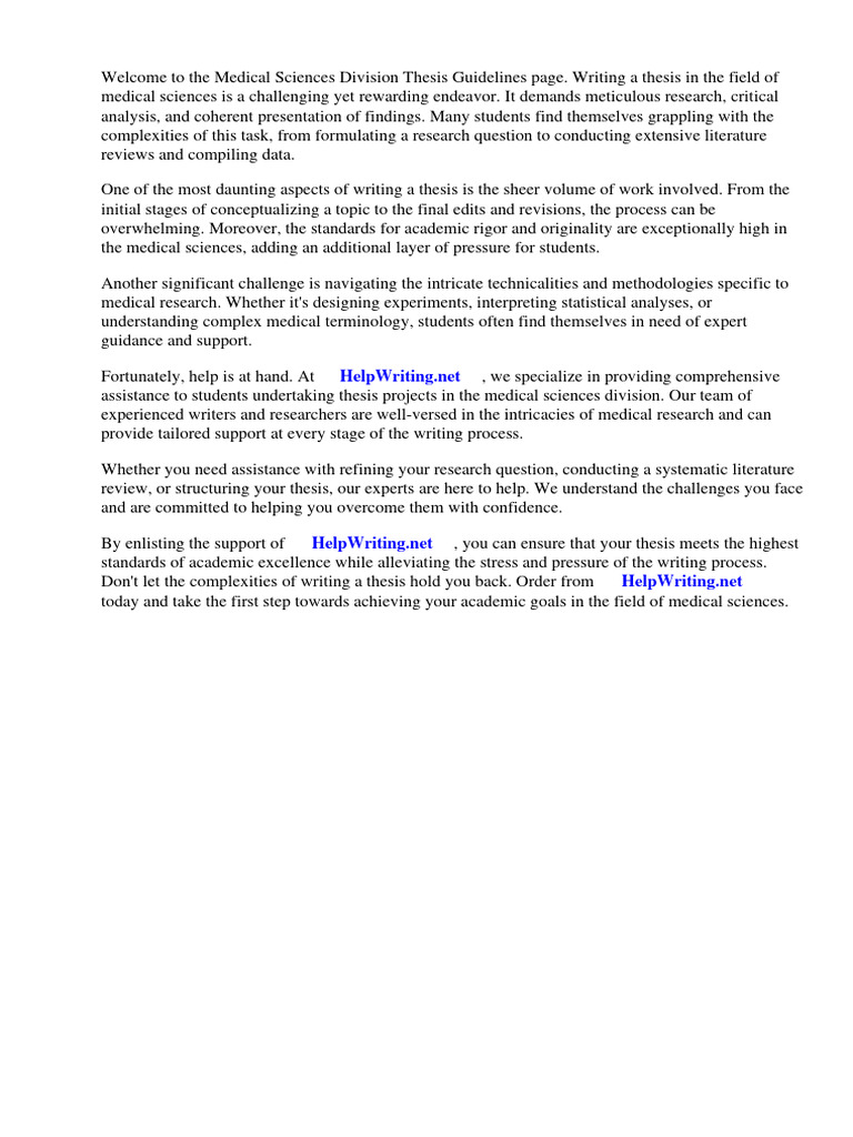 Medical Sciences Division Thesis Guidelines | PDF | Thesis | Health Care