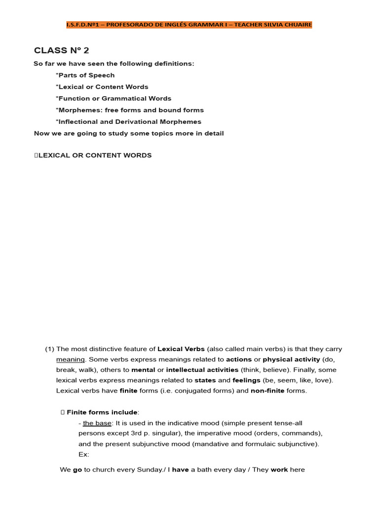 Class #2 | PDF | Verb | Pronoun