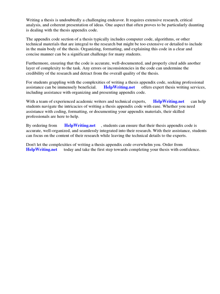 Thesis Appendix Code | PDF | Thesis | Abstract (Summary)