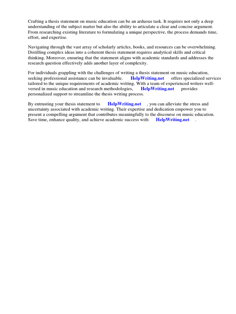 Thesis Statement Music Education | PDF | Essays | Thesis