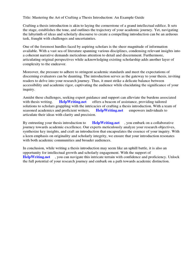 Writing Thesis Introduction Example | PDF | Essays | Thesis