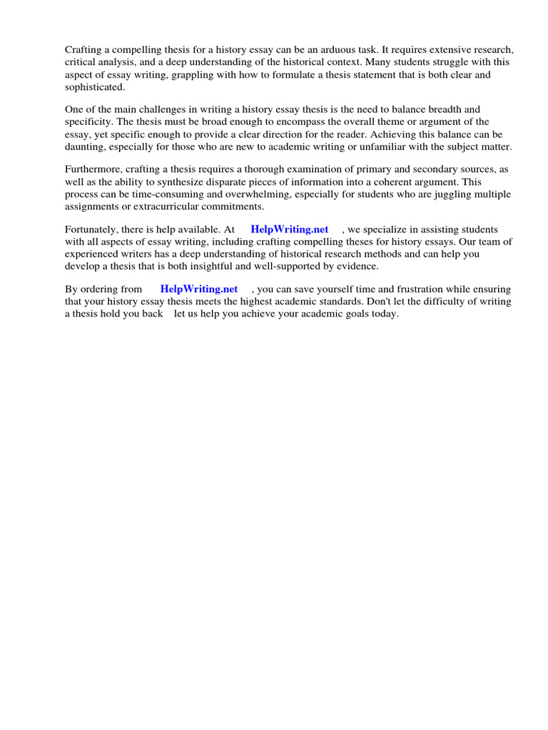 How To Write A History Essay Thesis | PDF