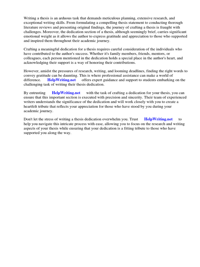 Write Dedication Thesis | PDF | Thesis | Essays