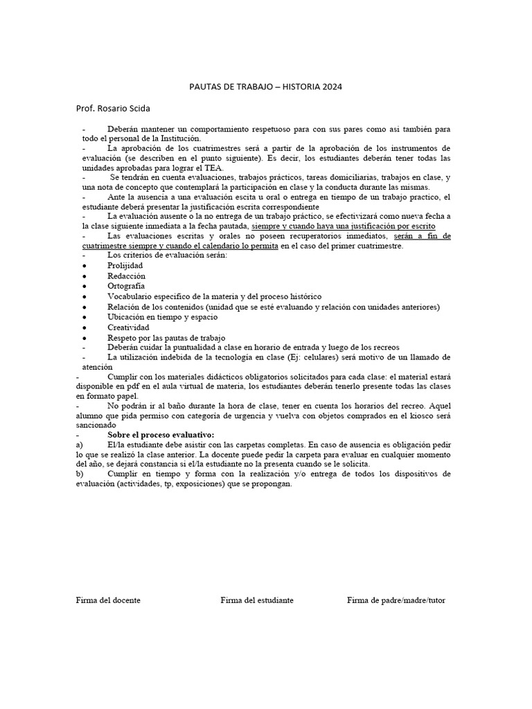 PAUTAS DE TRABAJO | PDF | Evaluación | Aprendizaje