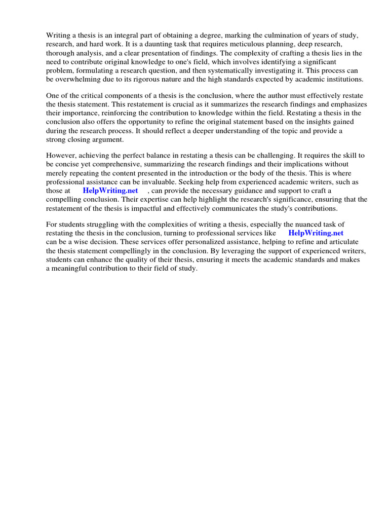 How To Restate A Thesis in The Conclusion | PDF