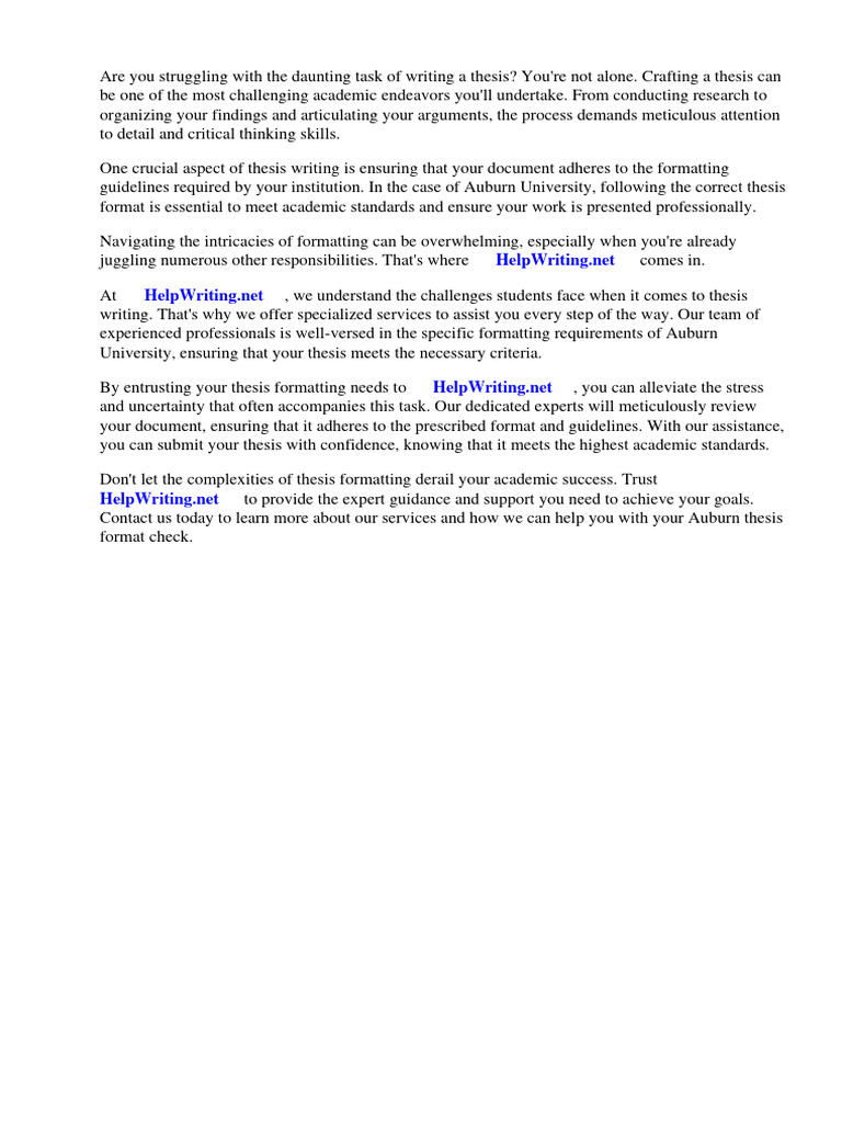 Auburn Thesis Format Check | PDF