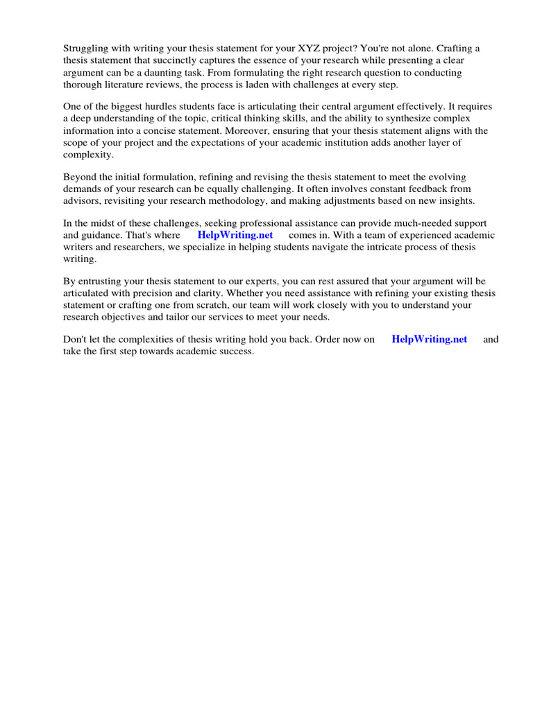 Xyz Thesis Statement | PDF