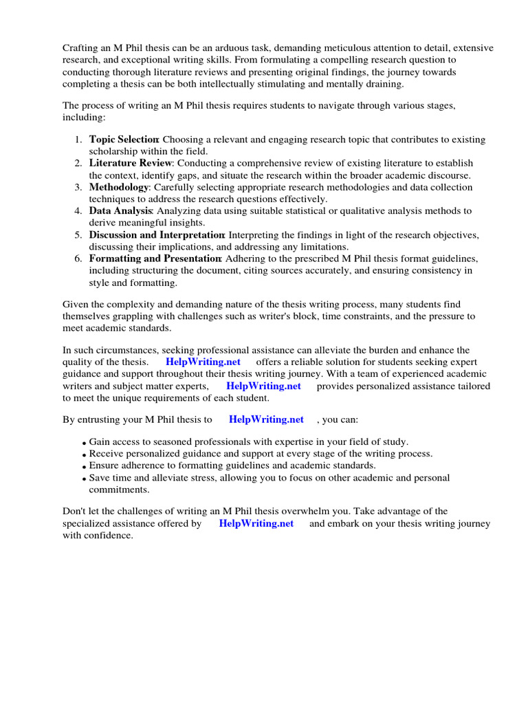 M Phil Thesis Format | PDF | Methodology | Thesis