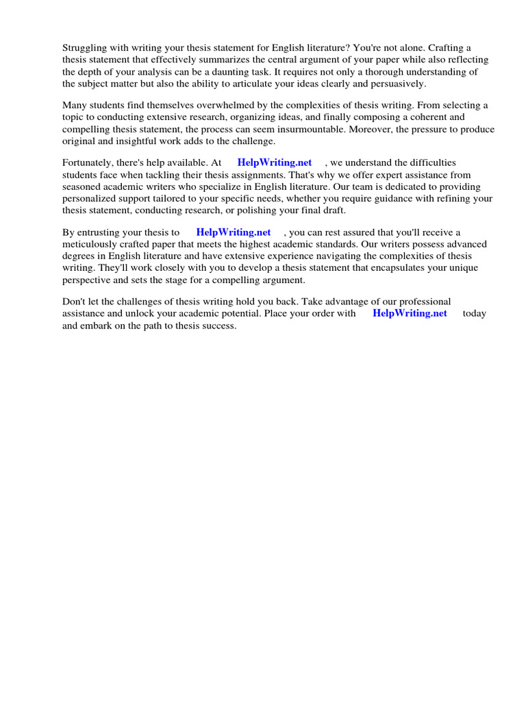 Crafting Thesis Statements for Literature | PDF | Essays | Thesis
