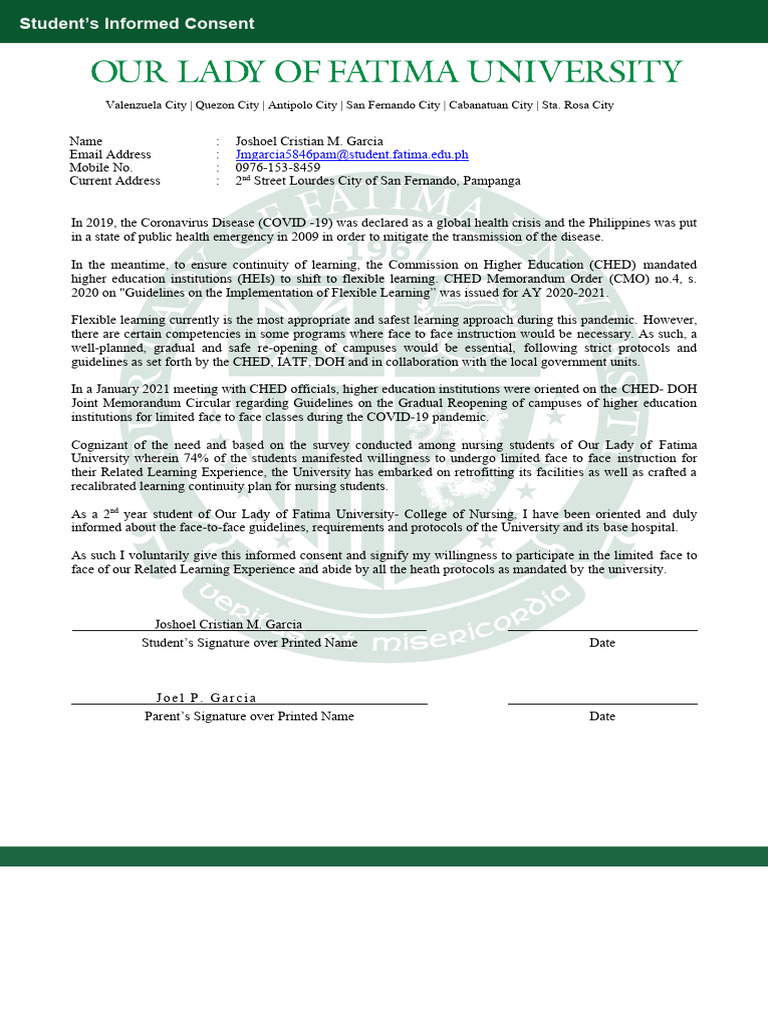 Student Consent Form | PDF