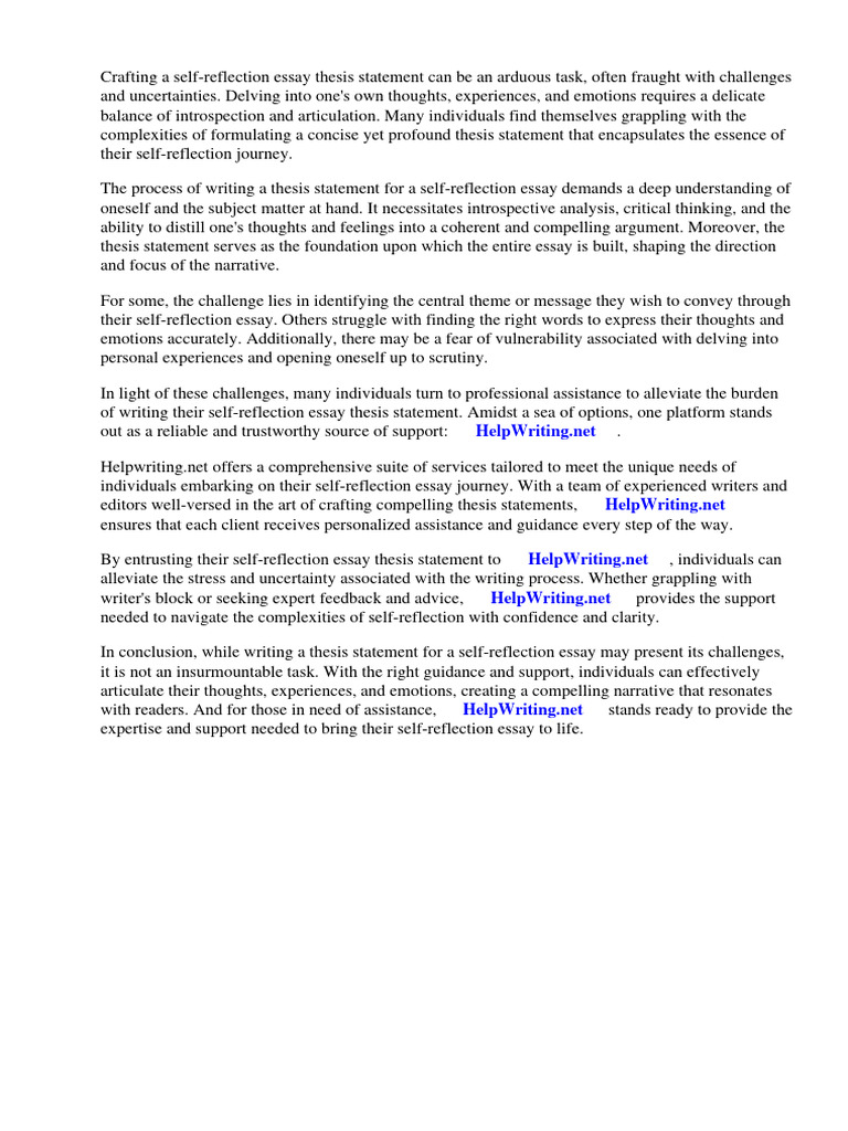 Crafting a Reflective Essay Thesis | PDF | Career & Growth