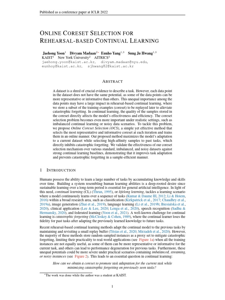 R8 - C16 - 113 - Online - Coreset - Selection - For - Rehearsal-Based Continual Learning | PDF ...