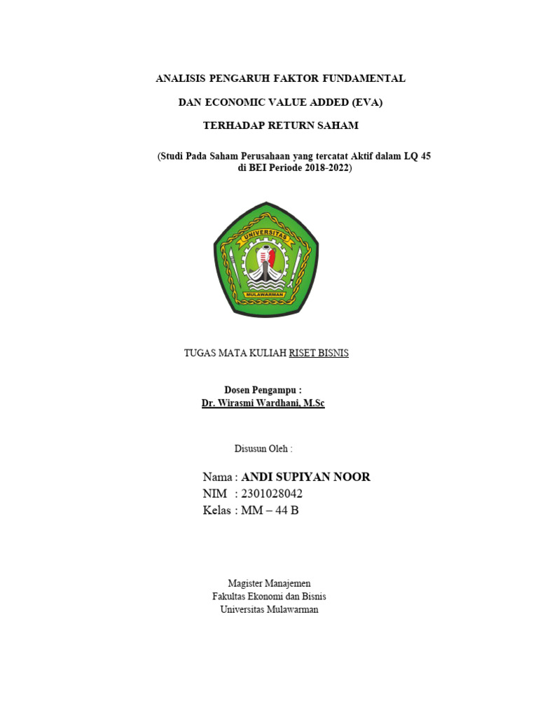 Mini Proposal Tugas Mata Kuliah Riset Bisnis | PDF | Pengelolaan Keuangan & Uang