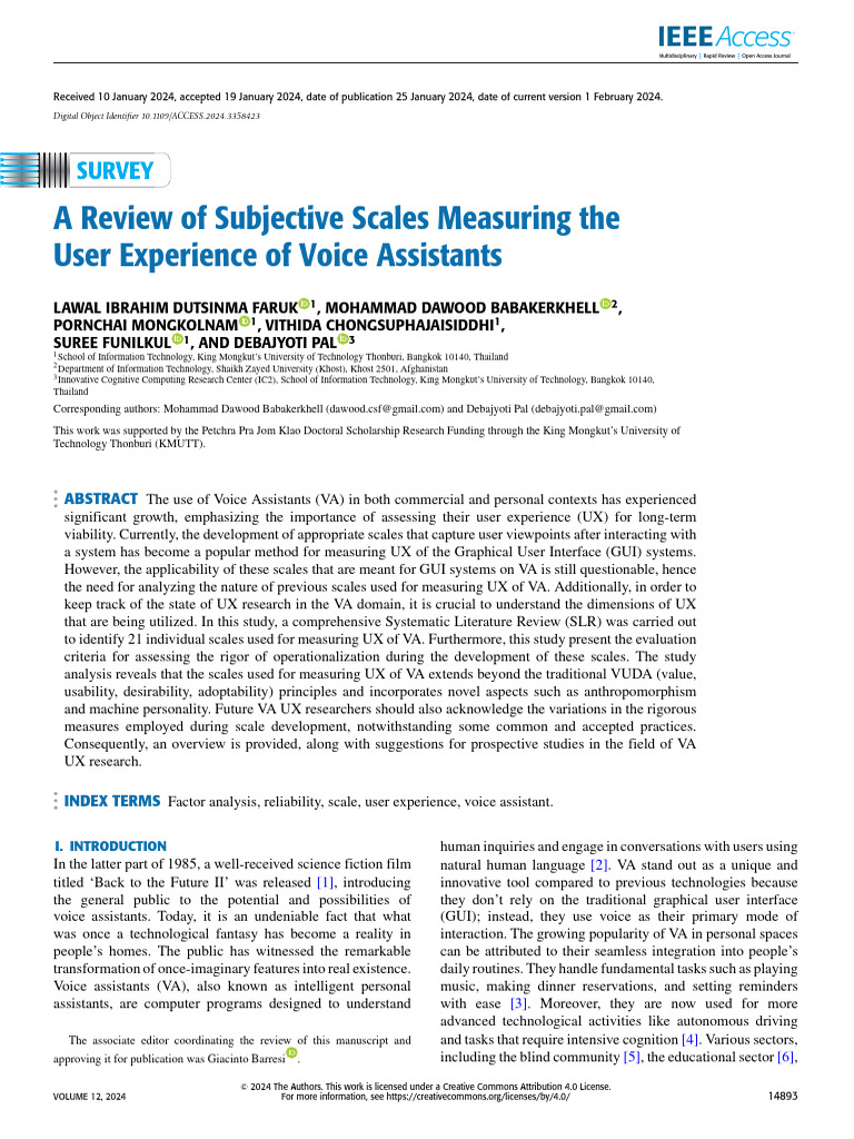 A Review of Subjective Scales Measuring The User Experience of Voice ...