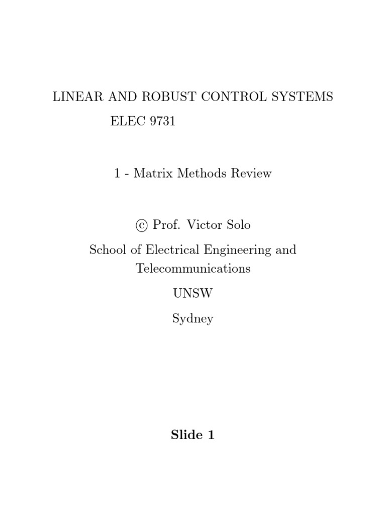 Elec9731 LM1 | PDF | Eigenvalues And Eigenvectors | Matrix (Mathematics)