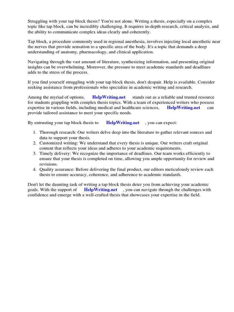 Tap Block Thesis | PDF | Abdomen | Anesthesia