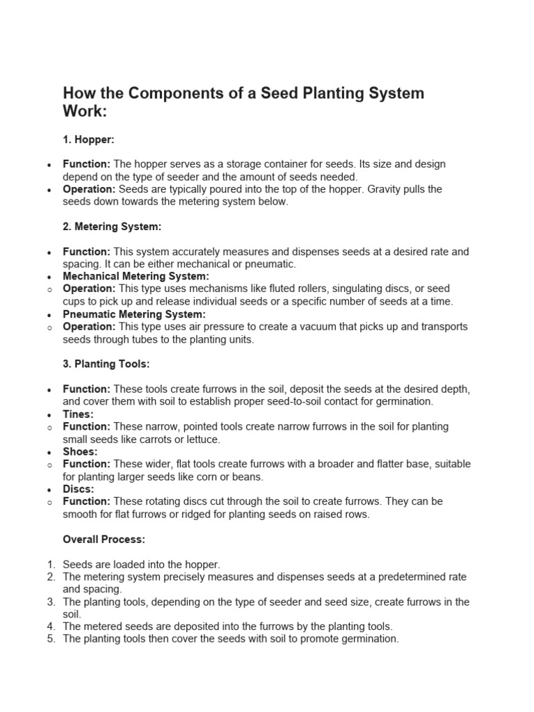 How The Components of A Seed Planting System Work | PDF | Seed | Plough