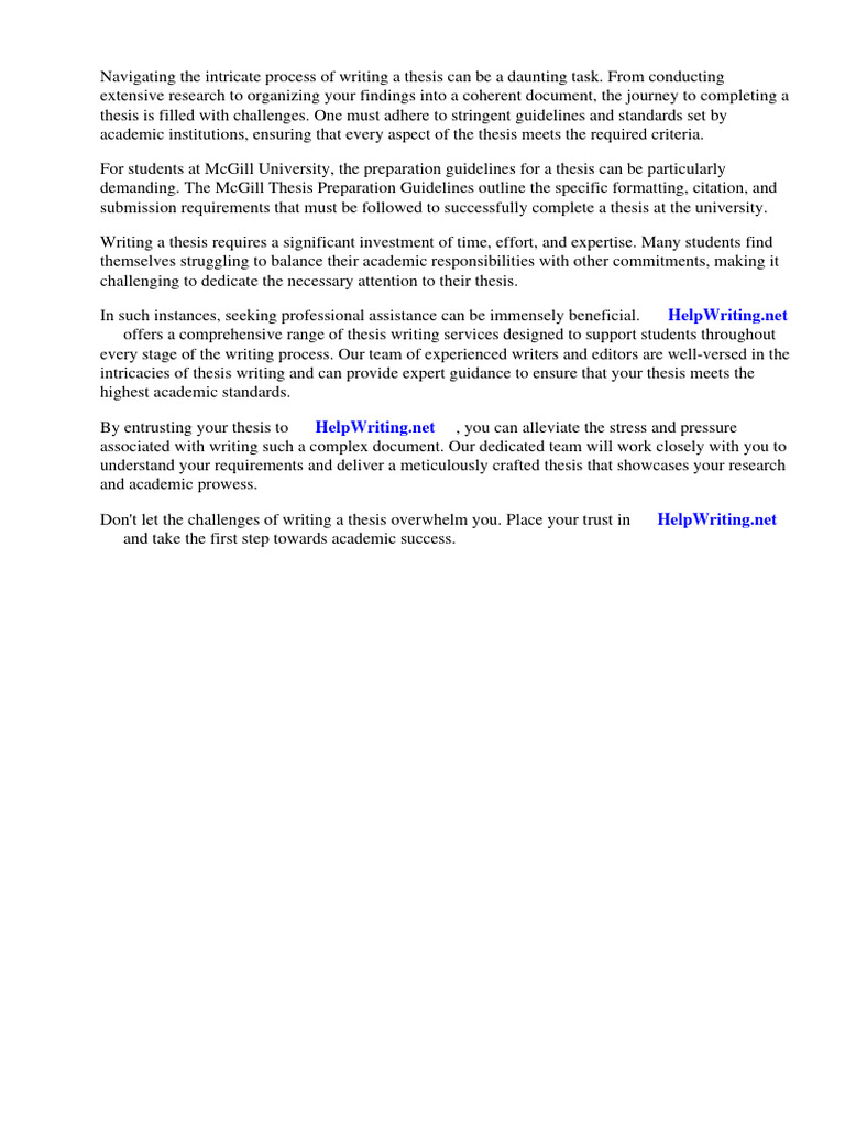 Mcgill Thesis Preparation Guidelines | PDF | Thesis | Citation