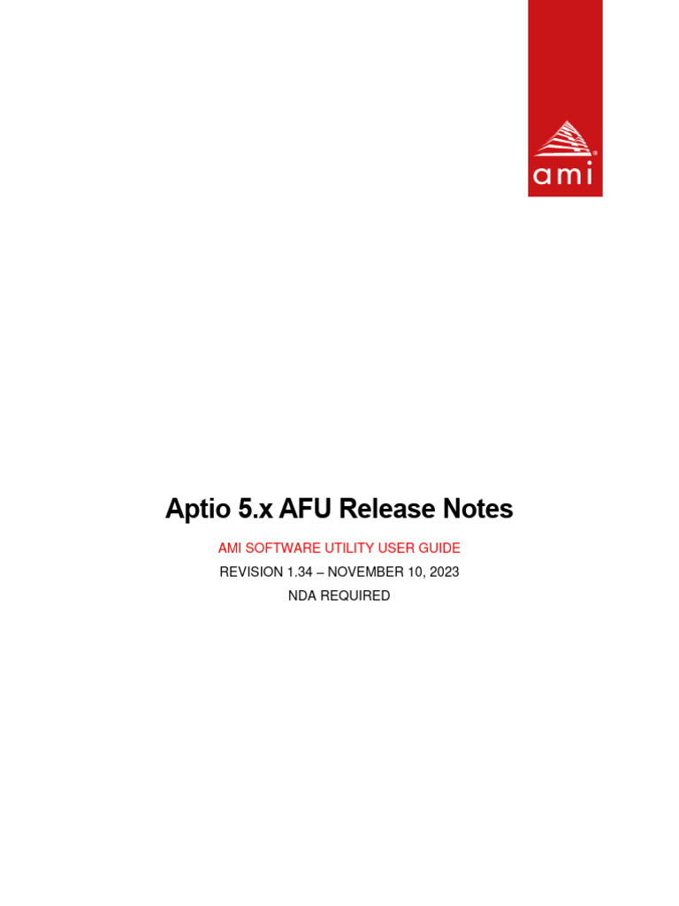 AMI Aptio 5.x AFU Release Notes NDA | PDF | Bios | Microsoft Windows