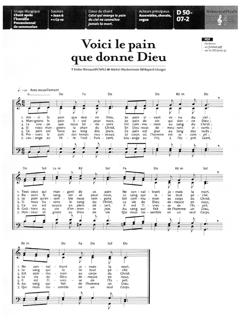 Voici Le Pain Que Donne Dieu | PDF