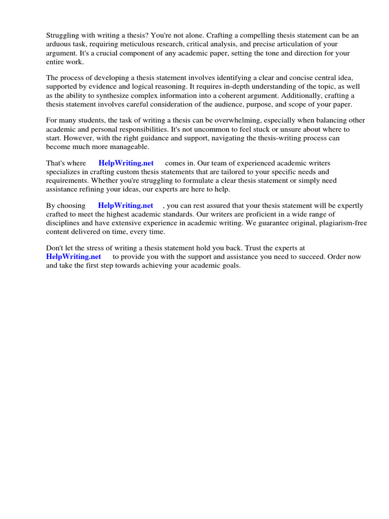 Simple Thesis Statement Example | PDF