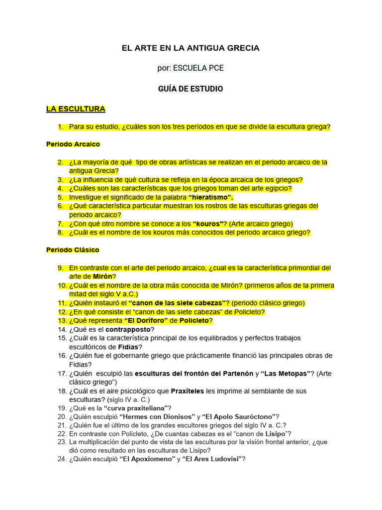 El Arte en La Antigua Grecia | PDF | Escultura | Antigua Grecia