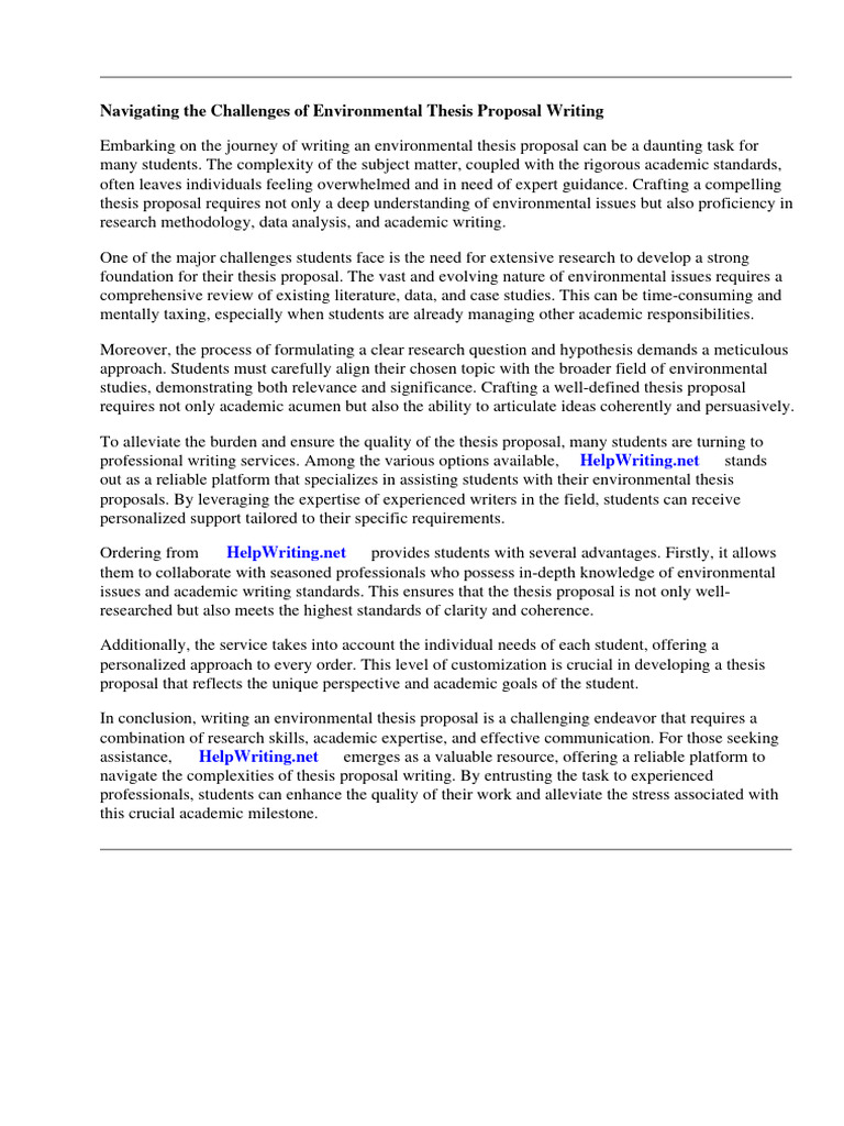 Environmental Thesis Proposal | PDF | Natural Environment | Environmental Law