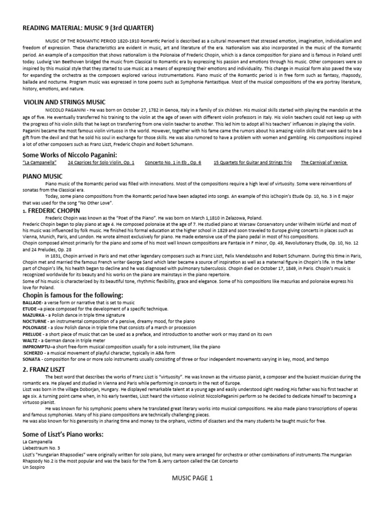 Music Reading Material G9 | PDF
