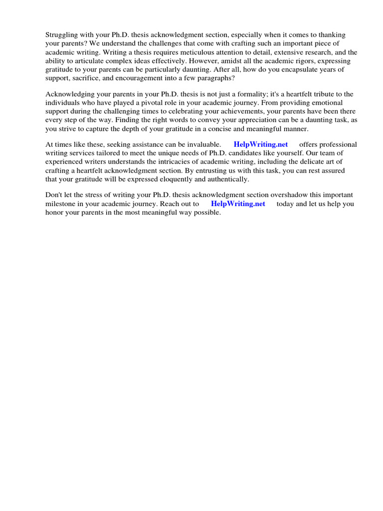 Phd Thesis Acknowledgement Parents | PDF