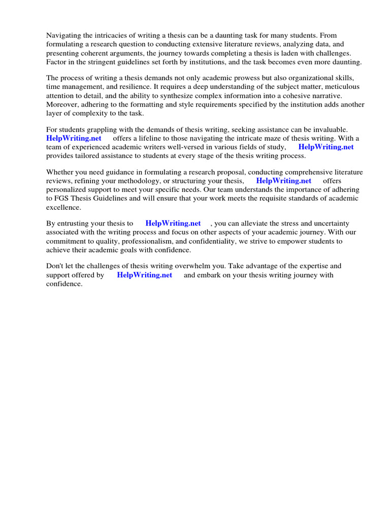 Fgs Thesis Guidelines Pdf Thesis Written Communication