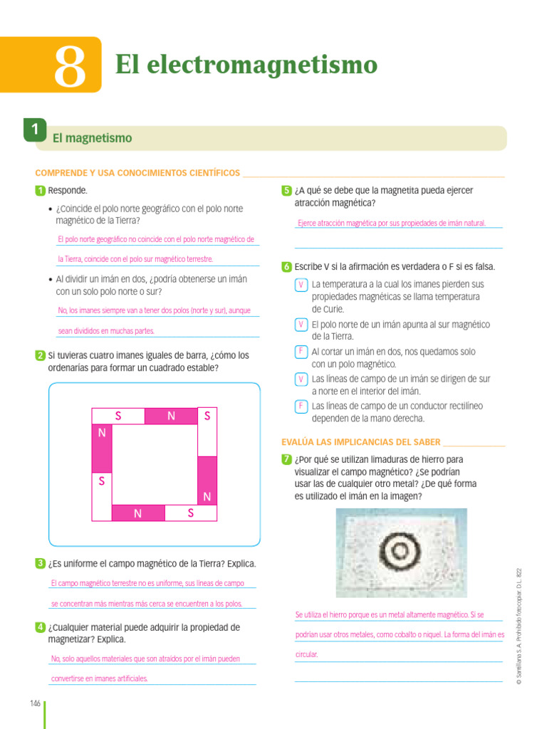 Hojas De Trabajo Sobre Magnetismo, Cuarto Grado Hojas De Ejercicios