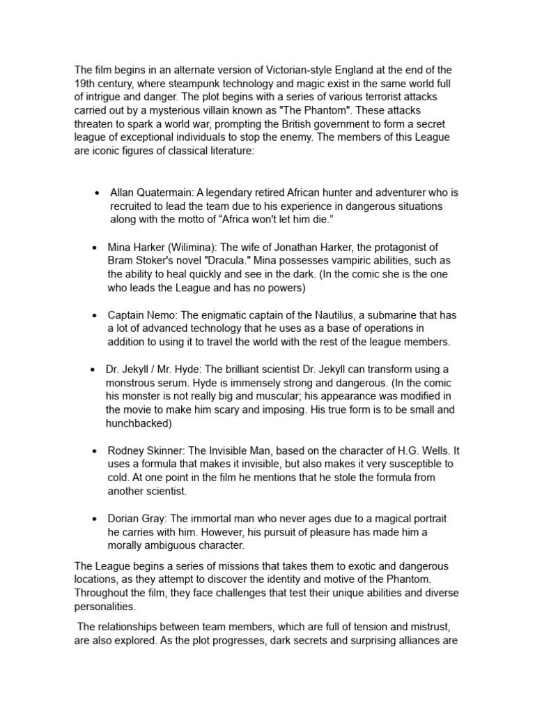 League of Extraordinary Gentlemen - Rachel Lopez | PDF | Mina Harker | Dr. Jekyll And Mr. Hyde ...