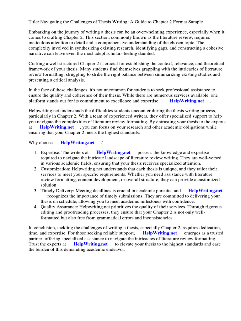 Thesis Chapter 2 Format Sample | PDF | Thesis | Data