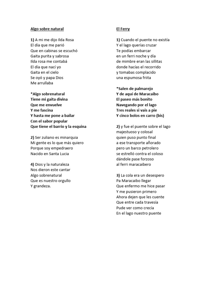 Letra de la gaita "El Ferry" | PDF