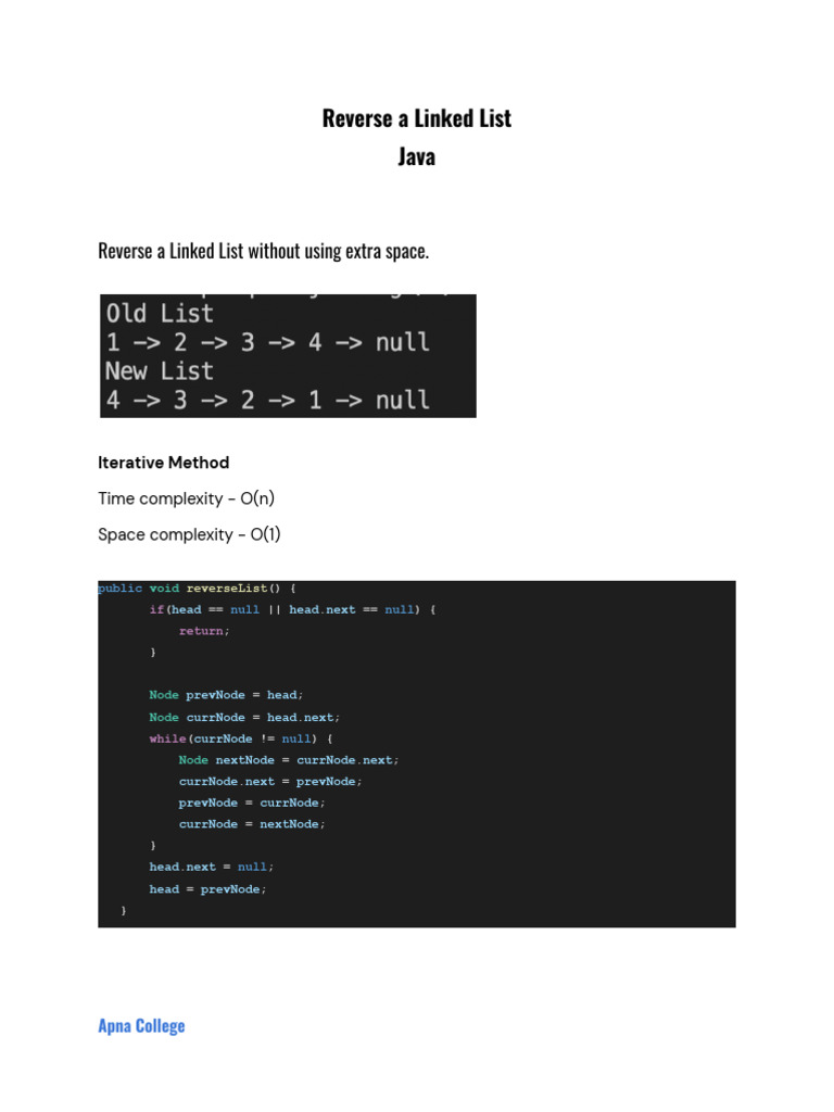 Reverse A Linked List | PDF | Teaching Methods & Materials