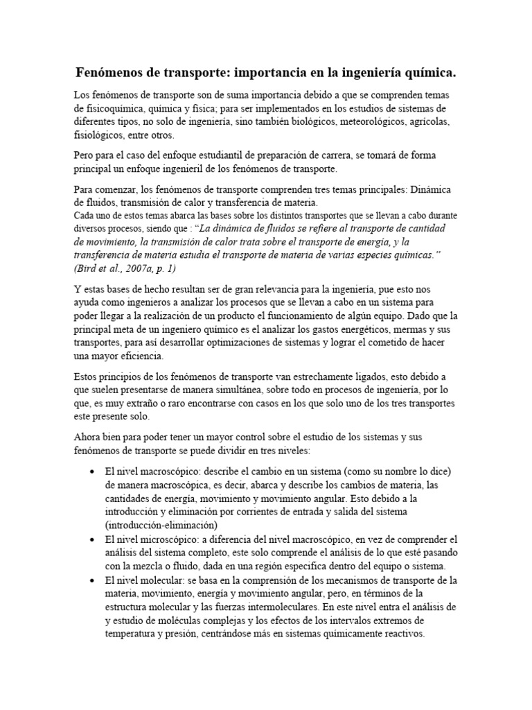 Fenómenos de Transporte | PDF | Fenómenos de transporte | Ingeniería ... Fenómenos de Transporte | PDF | Fenómenos de transporte | Ingeniería ...