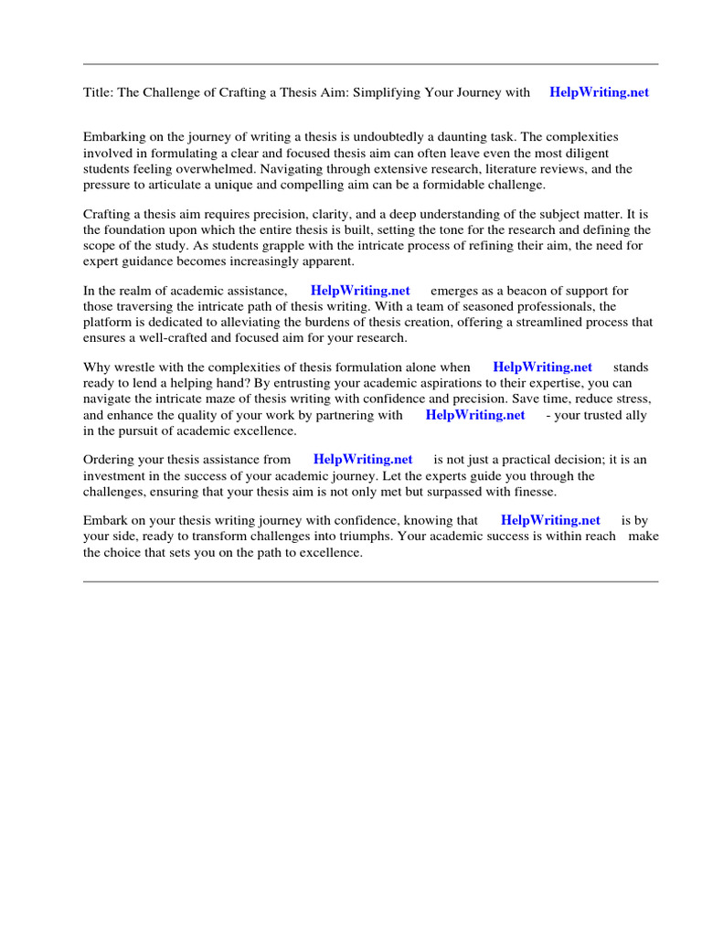 Thesis Aim | PDF | Thesis | Essays