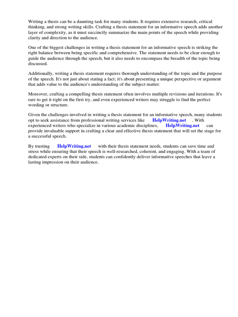 How To Write A Thesis Statement Informative Speech | PDF | Career ...