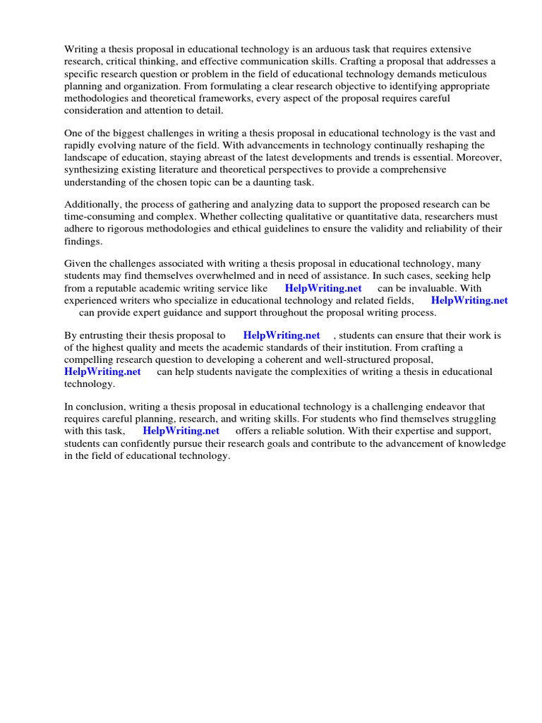 Thesis Proposal in Educational Technology | PDF | Thesis | Methodology