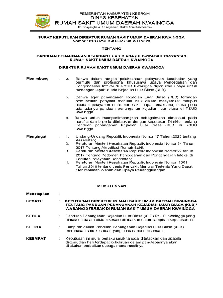 SK Panduan KLB | PDF | Kesehatan Holistik | Sains & Matematika