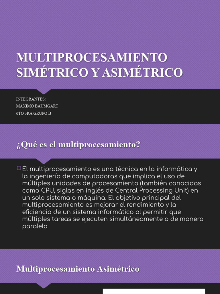 Multiprocesamiento Simétrico y Asimétrico | PDF