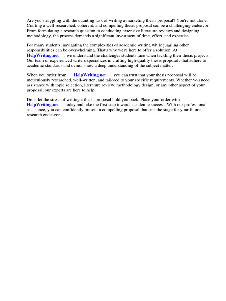 Marketing Thesis Proposal Example | PDF