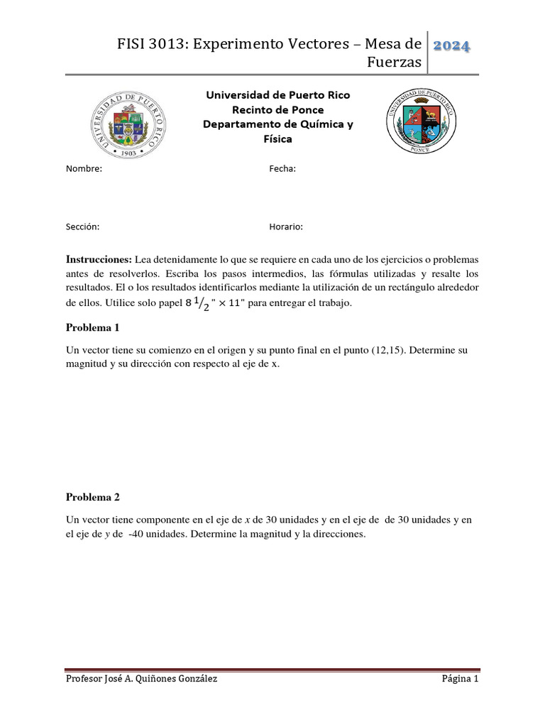 Fisi3013_experimento-vectores | PDF | Vector Euclidiano | Fuerza