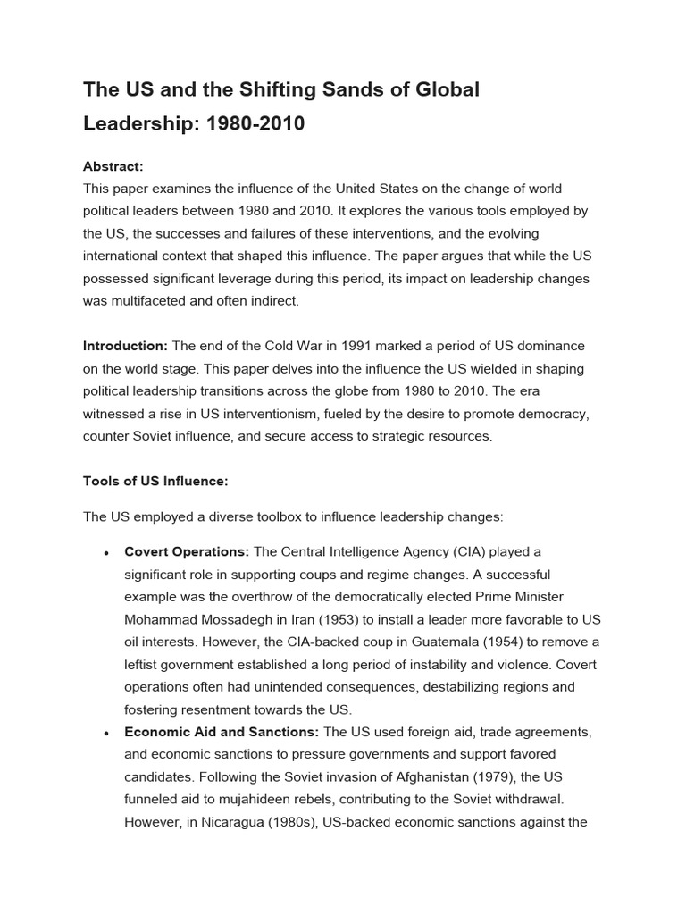 The US and The Shifting Sands of Global Leadership | PDF